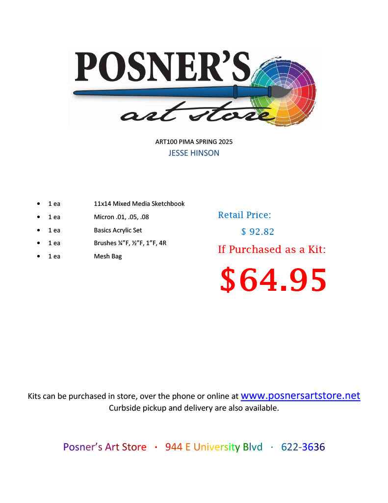 ART100 Kit Jesse Hinson Spring 2025 – Posner's Art Store