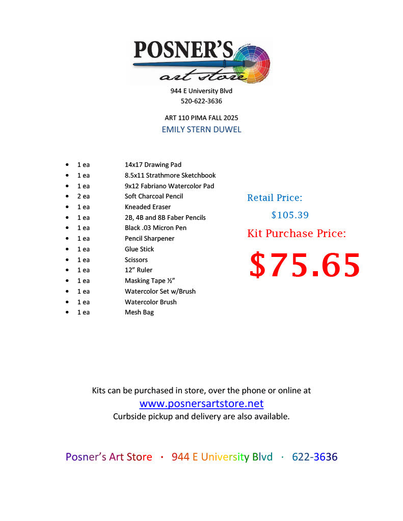 ART110 Emily Stern Duwel Fall 2025 – Posner's Art Store