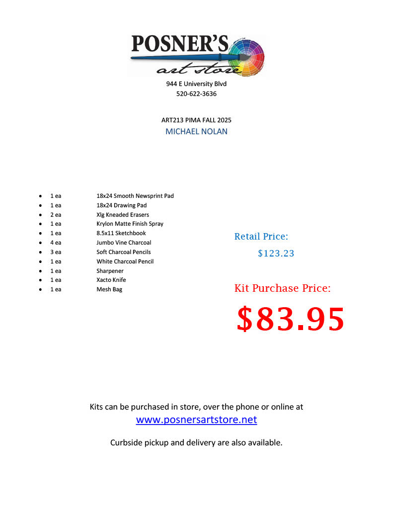 ART213 Michael Nolan Fall 2025 – Posner's Art Store